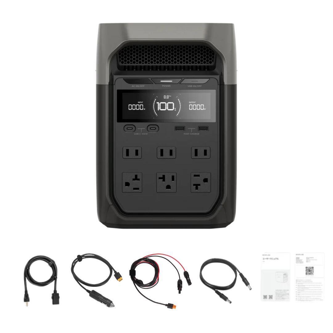 EcoFlow DELTA 3 Solar Generator + XT60i Cable Kit - Off Grid Stores