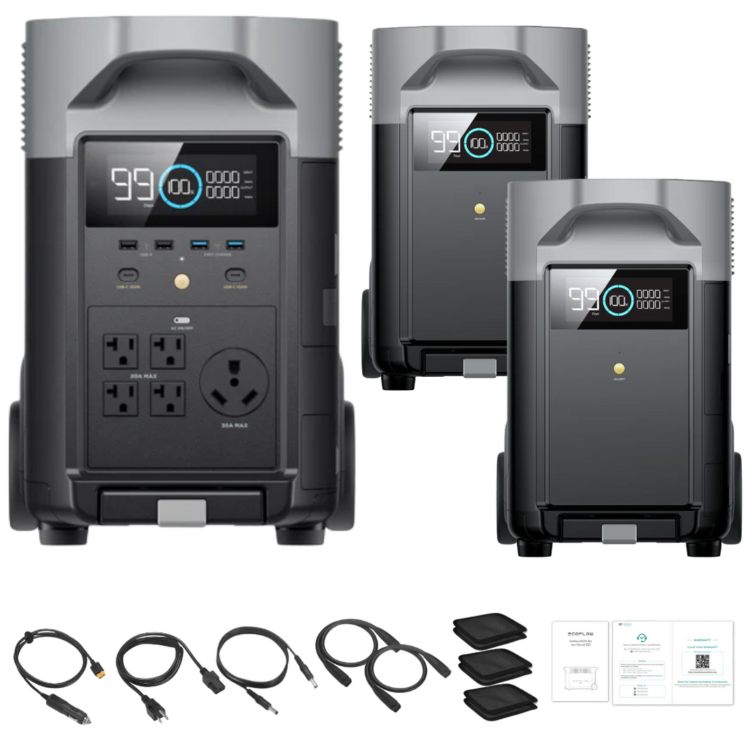EcoFlow DELTA Pro + 2 × DELTA Pro Extra Battery - Off Grid Stores