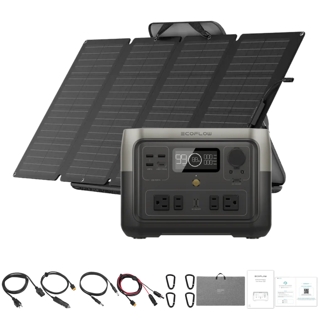 EcoFlow RIVER 2 Max + 160W Portable Solar Panel - Off Grid Stores