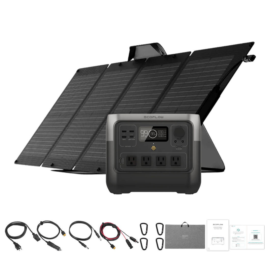 EcoFlow RIVER 2 Pro Solar Generator + 110W Portable Solar Panel - Off ...