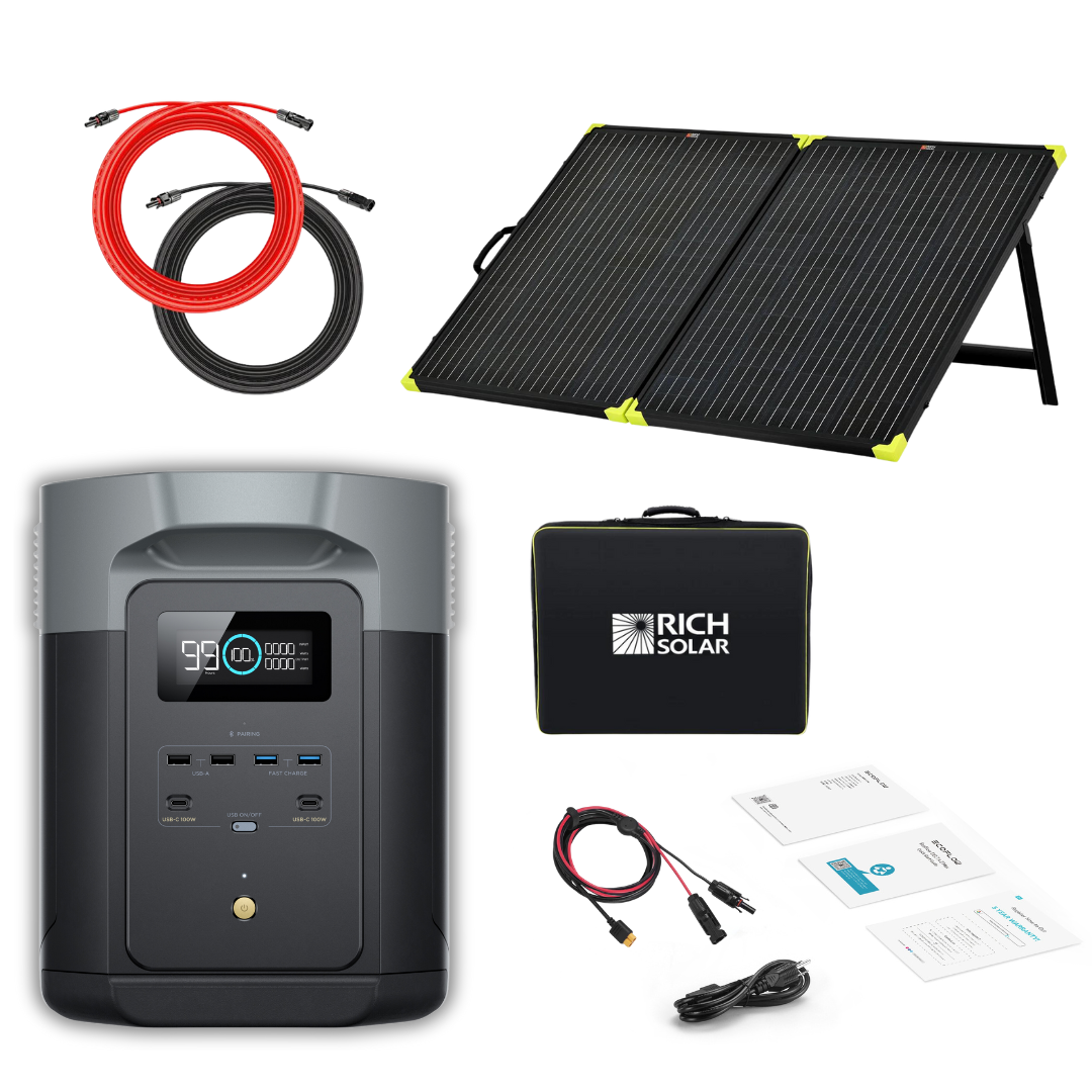 EcoFlow Delta 2 Max 2048Wh 2400W LiFePO4 Solar Generator + 200W ...