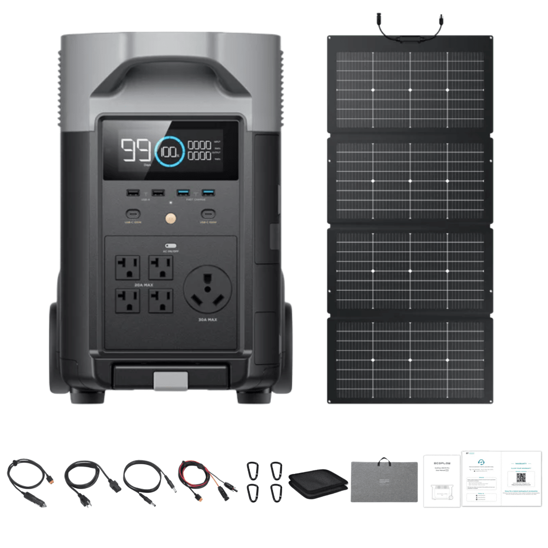 EcoFlow DELTA Pro Solar Generator + 220W Portable Solar Panels - Off ...