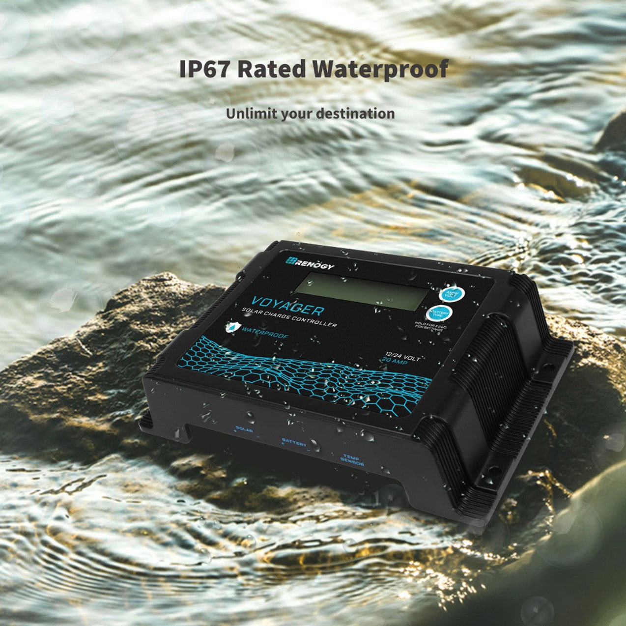 Renogy New Edition Voyager 20A PWM Waterproof Solar Charge Controller ...