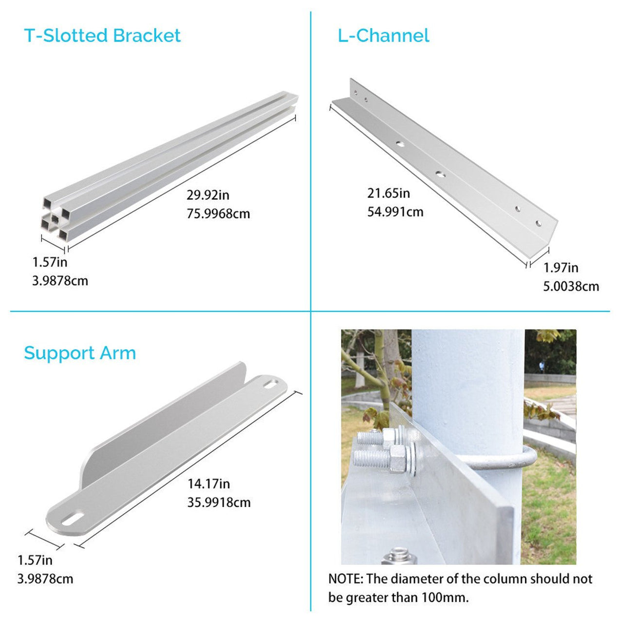 Renogy Solar Panel Pole Mount Single Side 27.4 in - Off Grid Stores