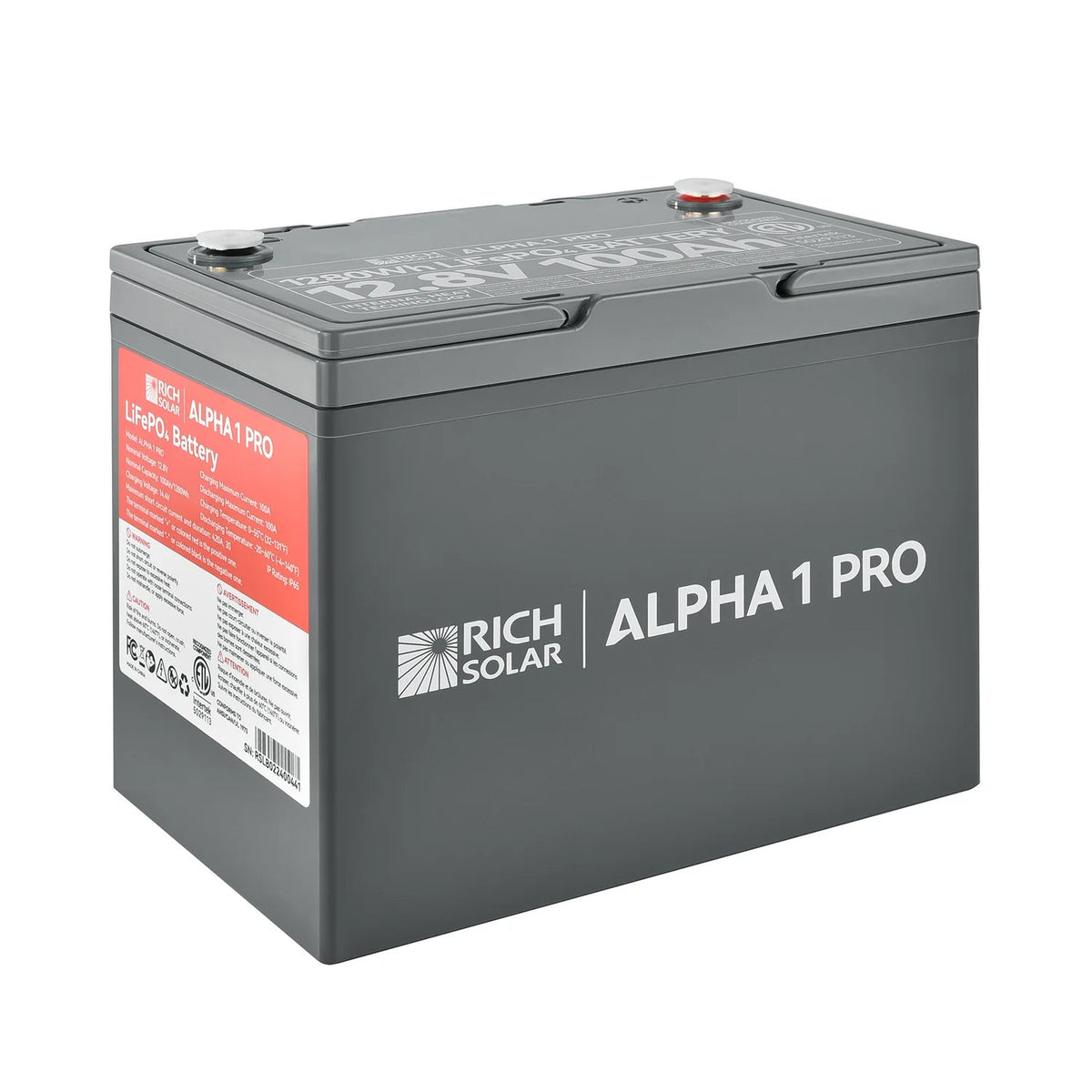 Rich Solar ALPHA 1 PRO 12V 100Ah LiFePO4 Lithium Iron Phosphate Battery ...