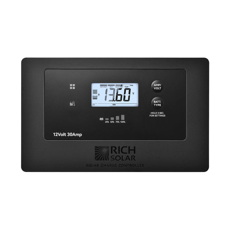 Rich Solar BRAVO AIR 30A Flush Mount PWM Solar Charge Controller - Off ...