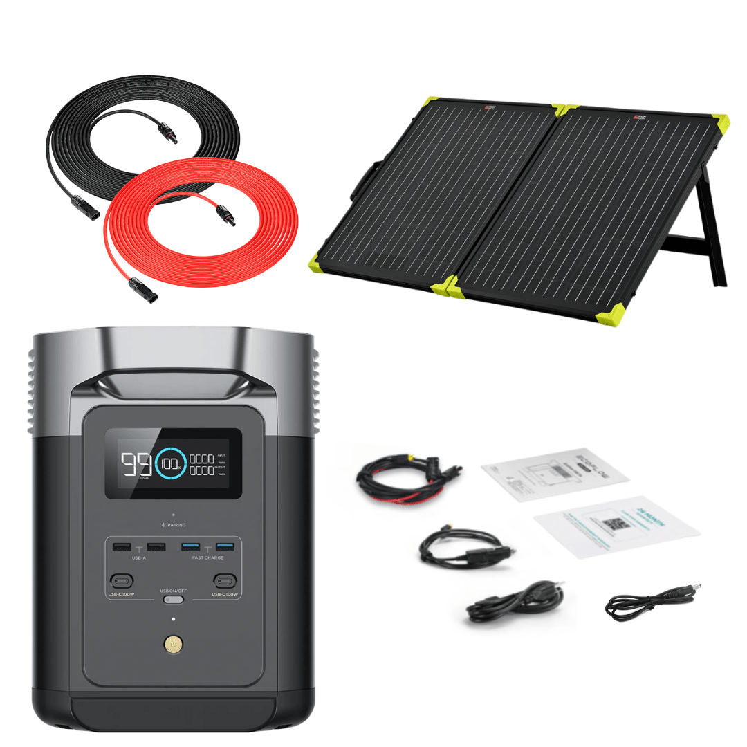 EcoFlow DELTA 2 1024Wh 1800W Solar Generator + 100W Portable ...